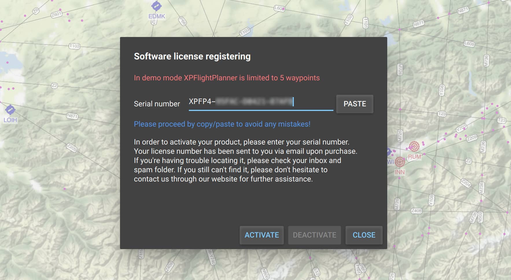XPFlightPlanner - Activate your serial number