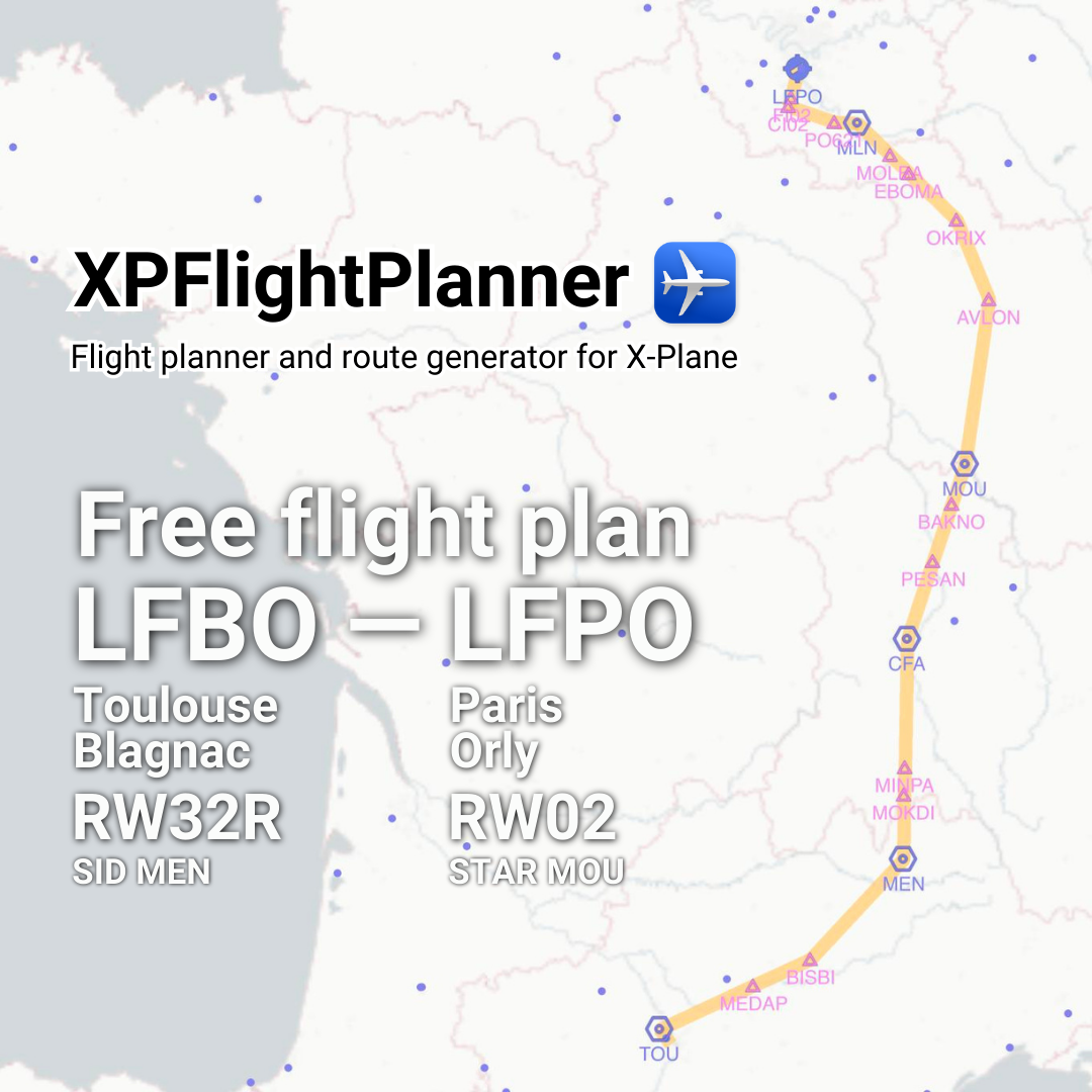 XPFlightPlanner - Flight plan from LFBO to LFPO