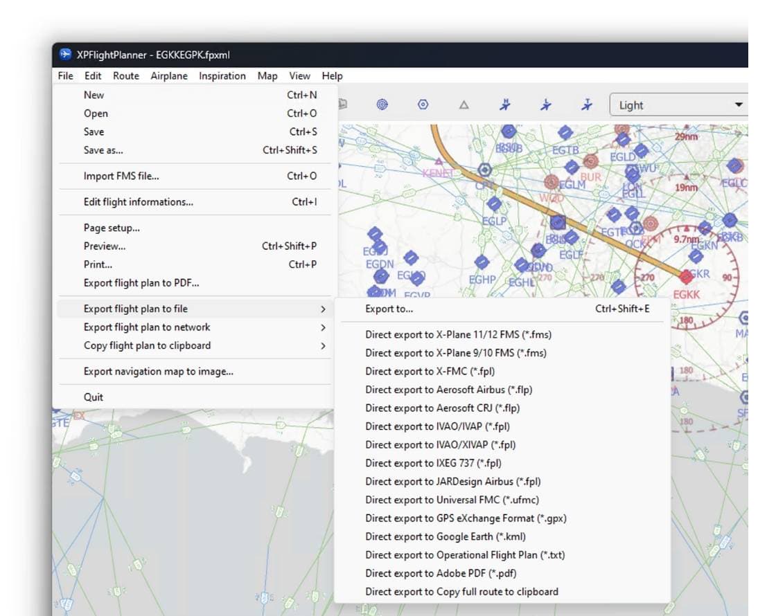 XPFlightPlanner - Export flight plan to X-Plane