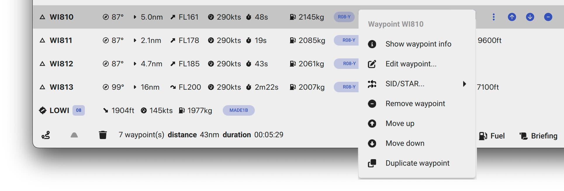 XPFlightPlanner - Edit the flight plan