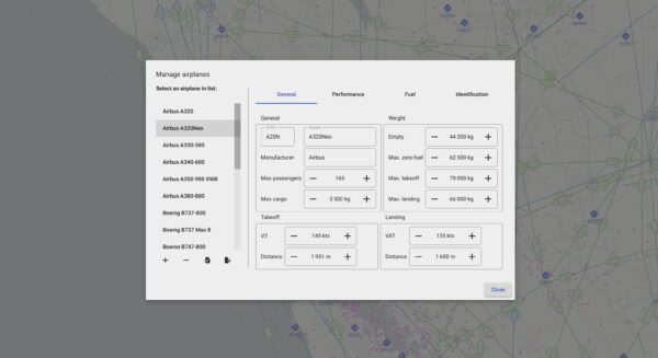 XPFlightPlanner - Airplane performance