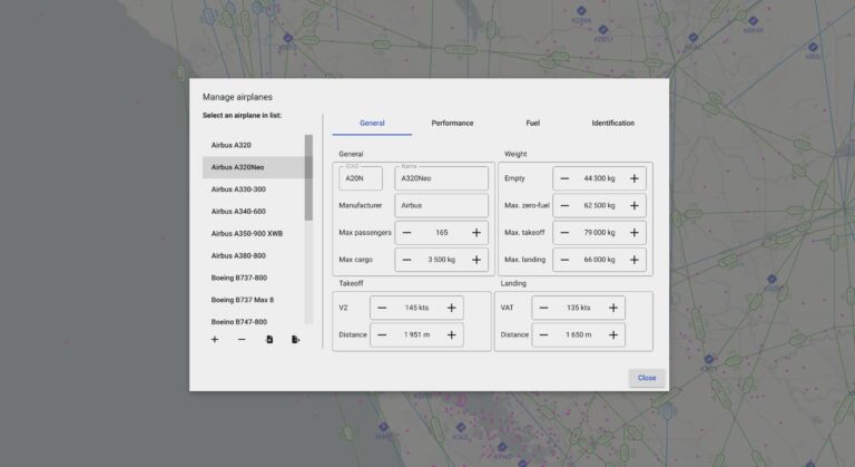 XPFlightPlanner - Airplane performance