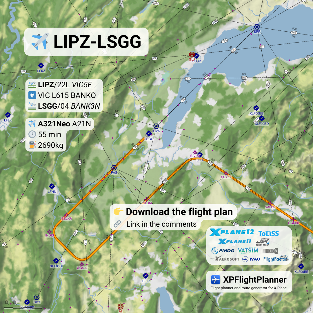 XPFlightPlanner - Flight plan LIPZ-LSGG